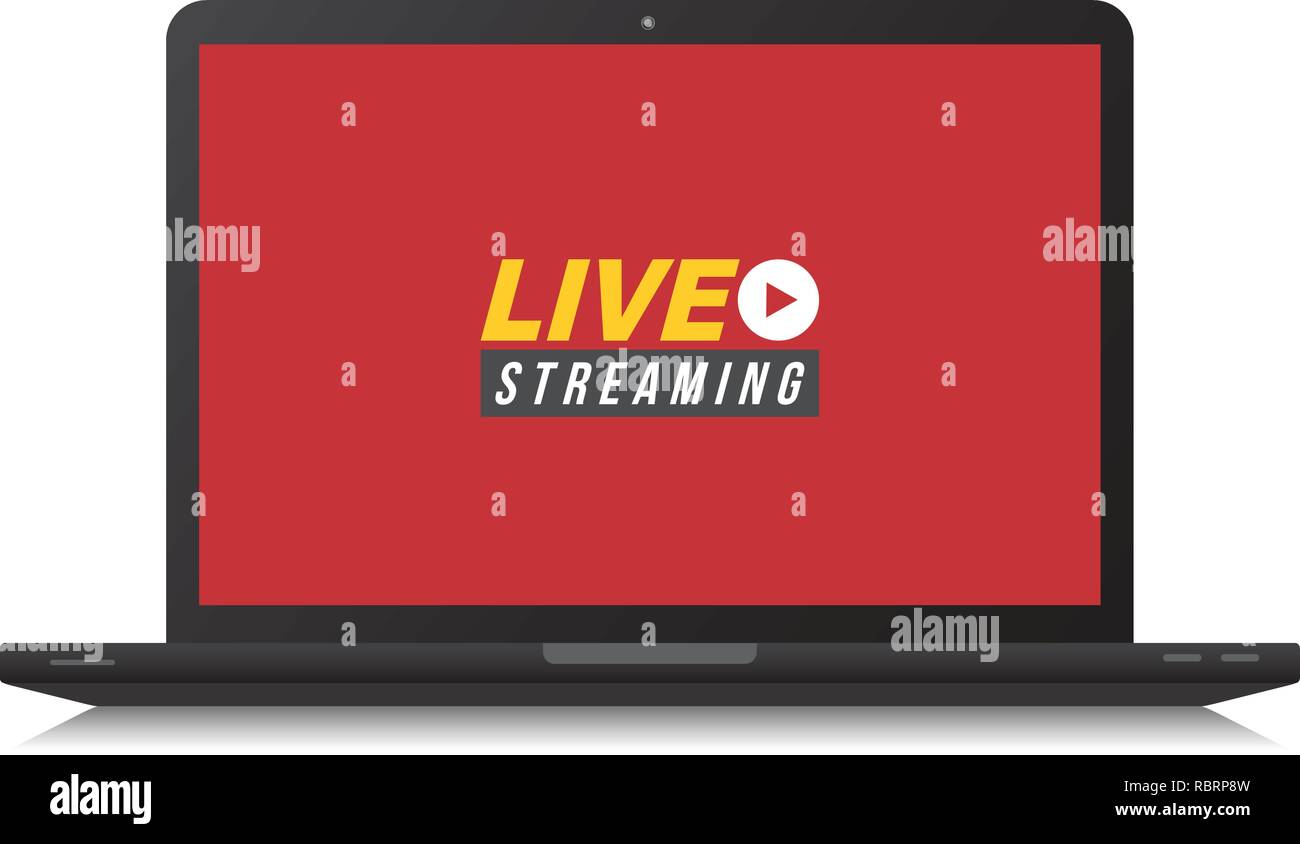 online streaming laptop flat icon cartoon vector art Stock Vector Image ...