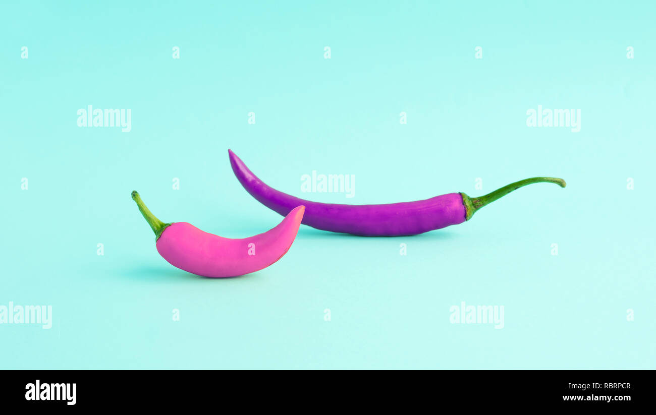 Colorful of exotic chilli on pastel color background Stock Photo - Alamy