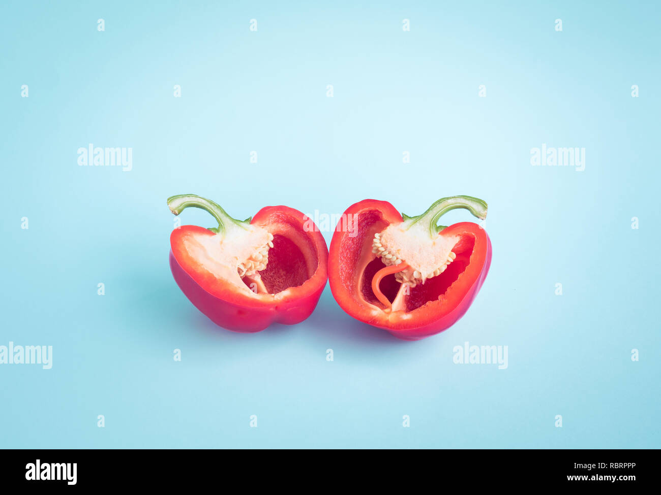 Colorful of bell pepper,chilli slice in pastel background Stock Photo ...