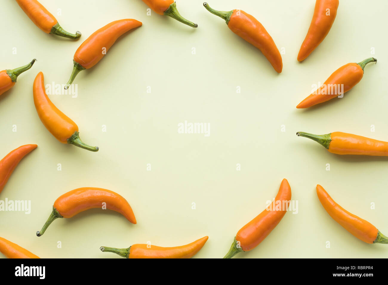 Top view of chilli set with copy space on pastel color background.flat ...