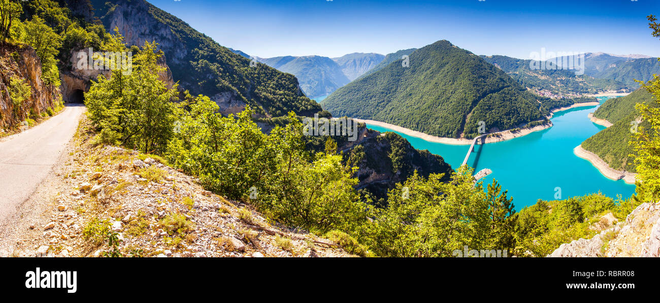 The Piva Canyon with its fantastic reservoir. Montenegro, Balkans ...