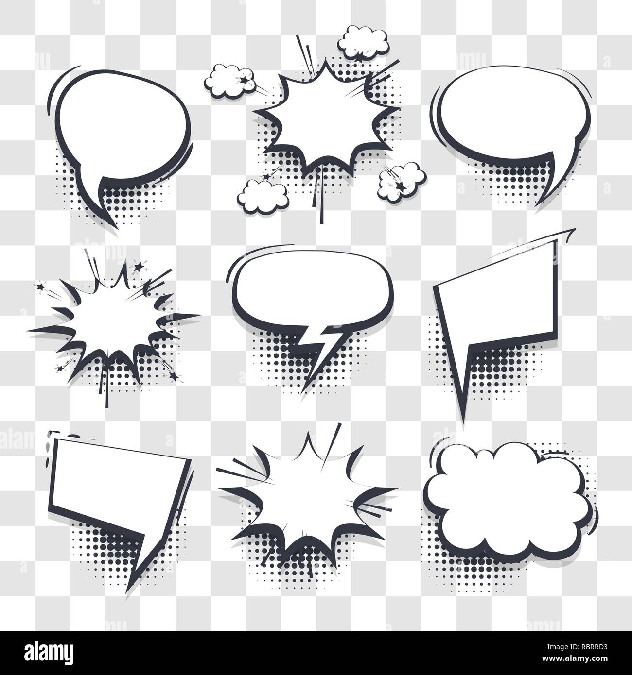 Big set hand drawn effects comic speech bubbles Stock Vector Image ...