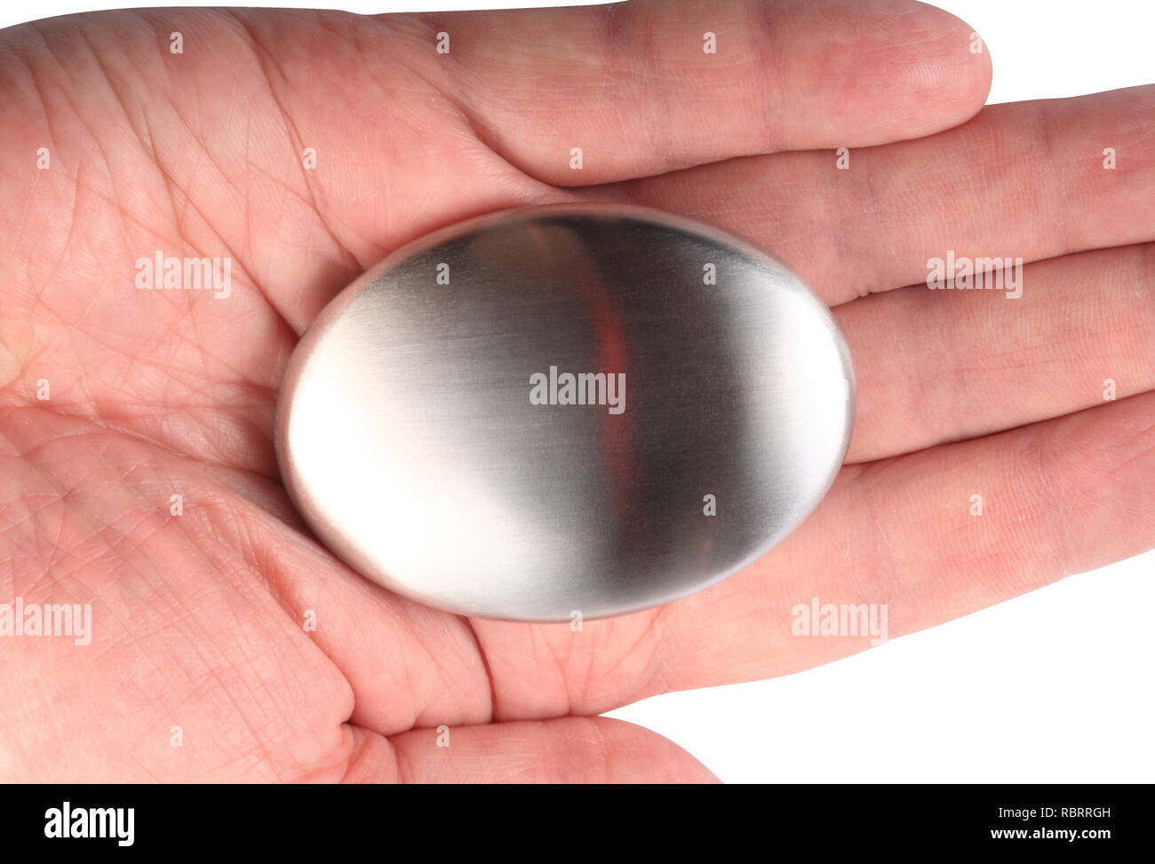 hand with Stainless Steel Soap isolated on white background Stock Photo ...