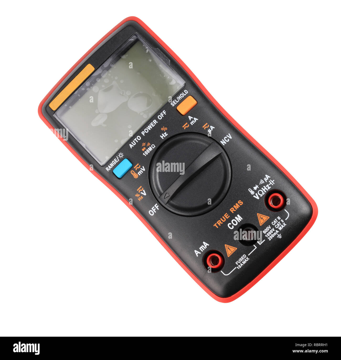 black digital multimeter isolated on white background at dry day Stock ...