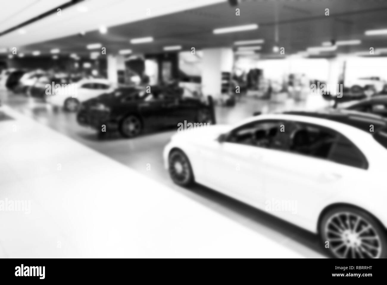 Blurred car dealership store bokeh background, Cars soft lightning ...