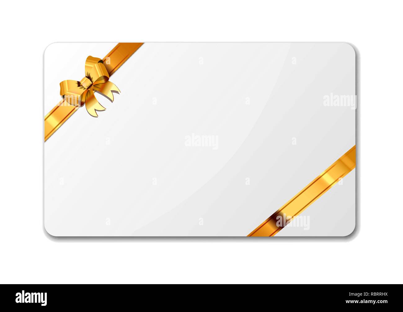 Bright white blank gift card template with golden luxury tape isolated ...