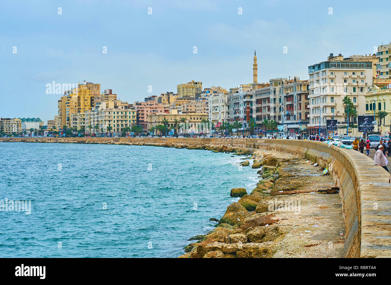 Corniche mediterranean coast alexandria egypt hi-res stock photography ...
