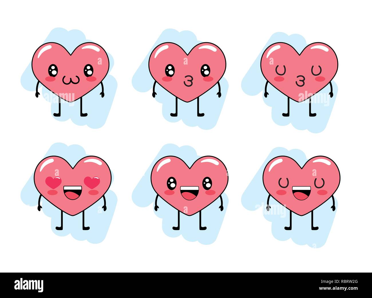 set cute hearts with arms and legs character Stock Vector Image & Art ...