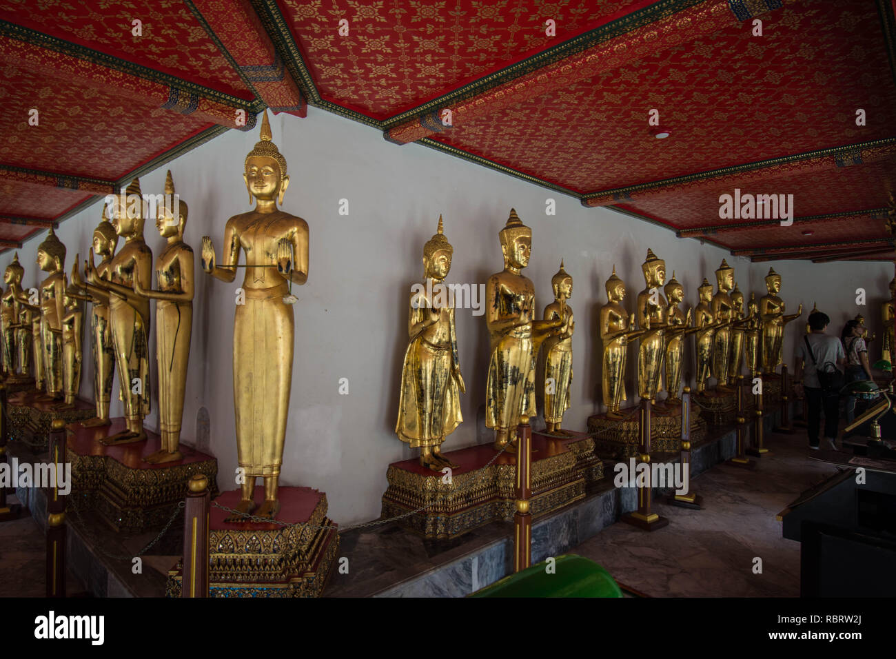 Grand Palace Bangkok idols Buddha gods Buda gold statues room standing ...