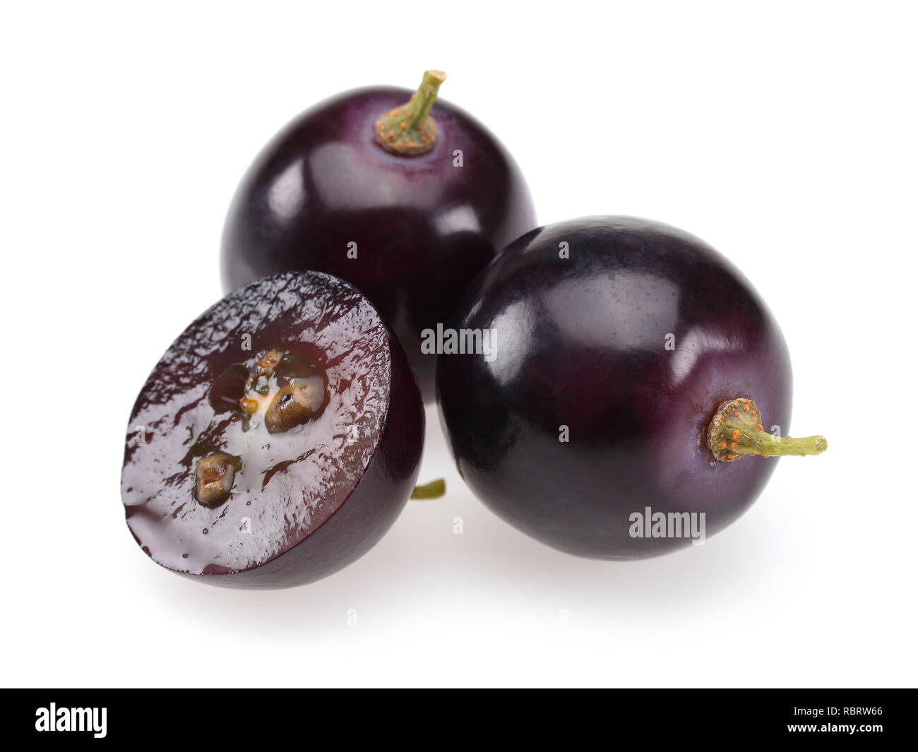 Black grapes and half grape isolated on white background Stock Photo ...