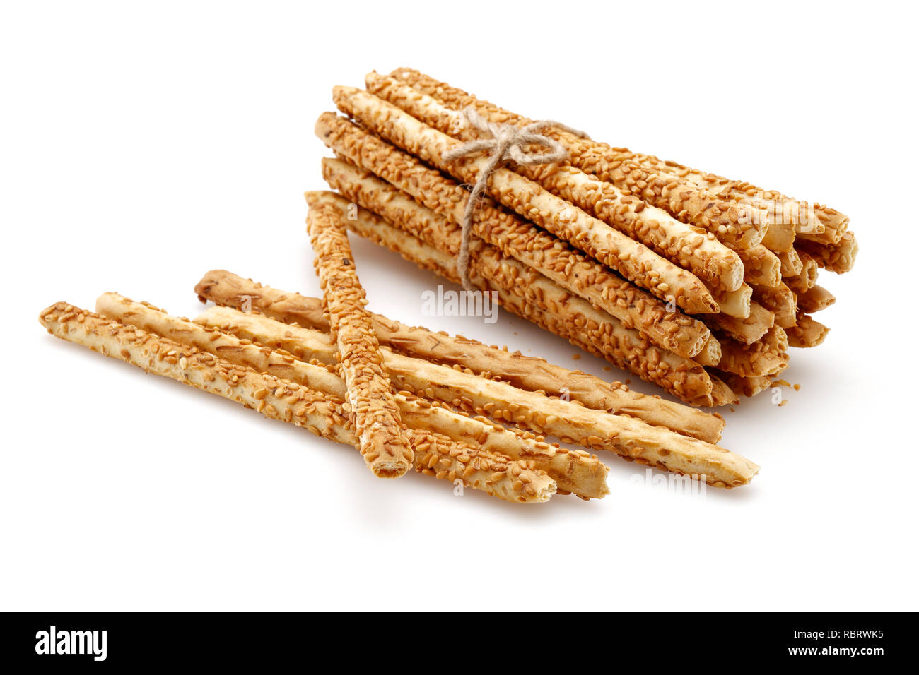 Sesame stick cracker bundle isolated on white background Stock Photo ...