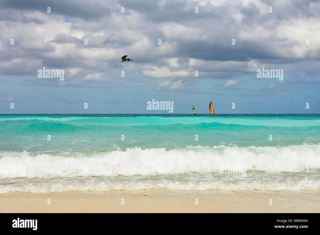 Beach with white sand and turquoise water in Cuba Stock Photo - Alamy