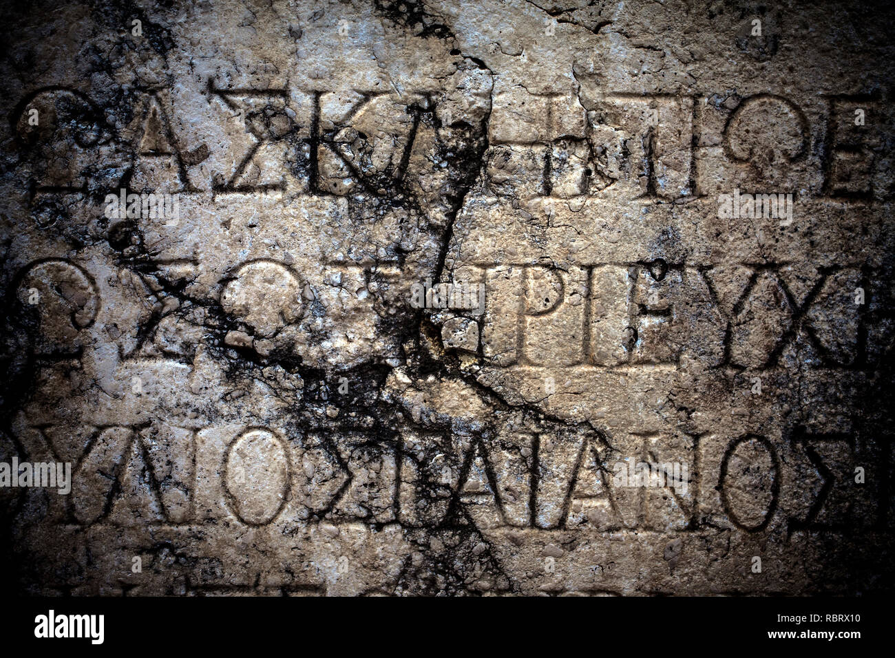 Historical Antique Age Epigraph on Marble Tablet Stone Photo Stock ...