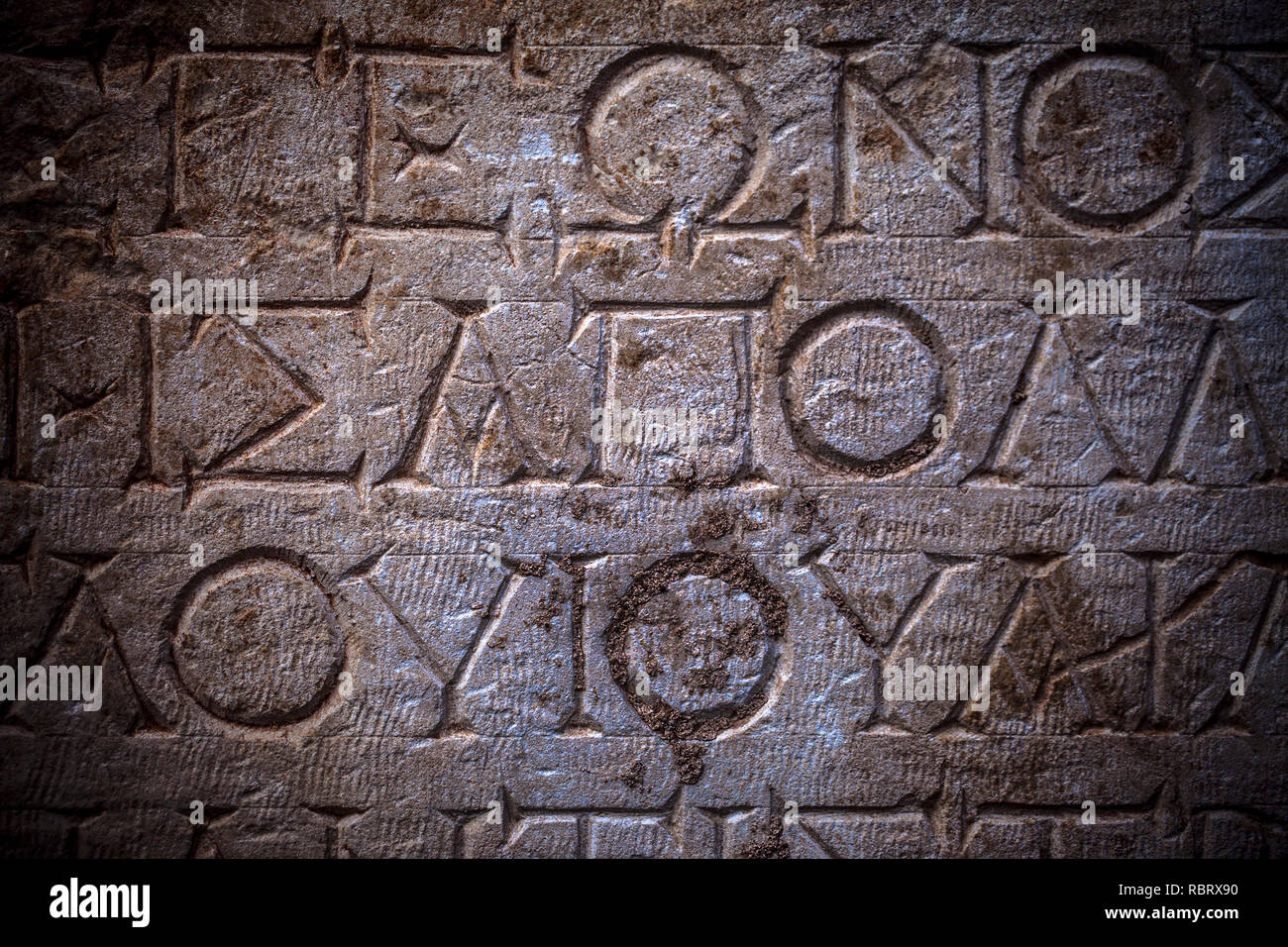 Historical Antique Age Epigraph on Marble Tablet Stone Photo Stock ...