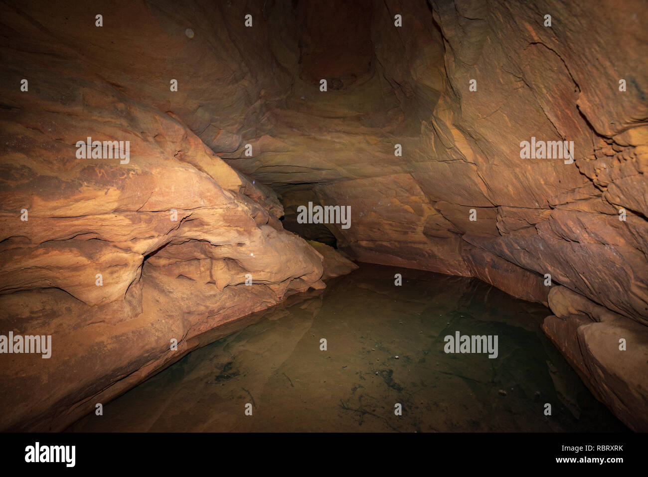 sandstone cave with underground water flow. abstract archeology Stock ...