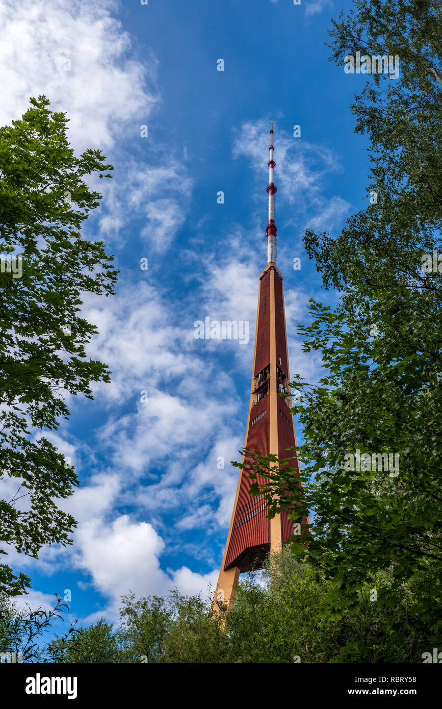 watchtower details and wooden bars, stairs and walls from below up ...