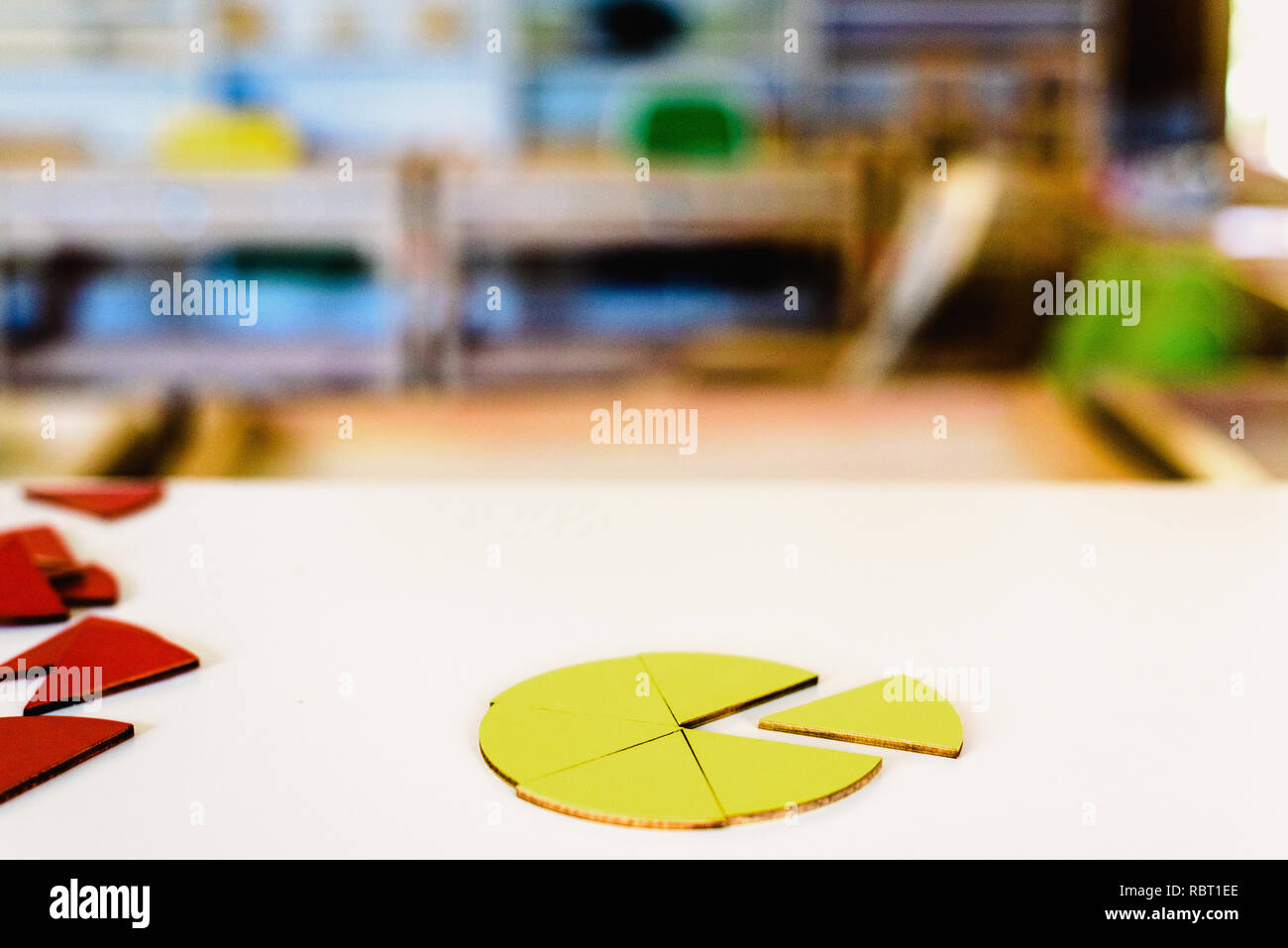 Geometry and mathematics materials in a Montessori classroom Stock ...