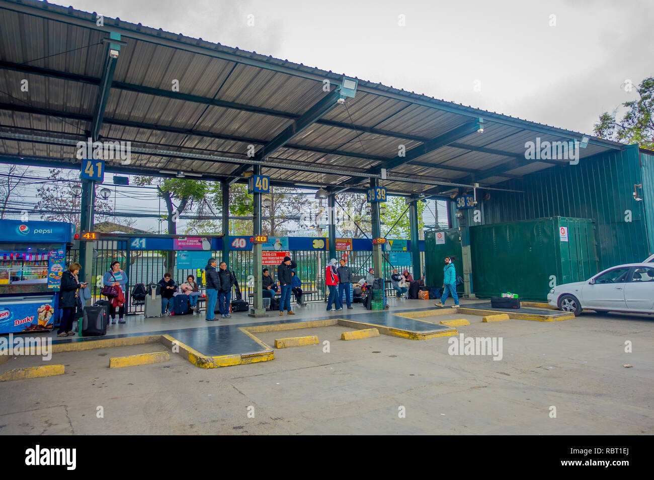 SANTIAGO, CHILE - OCTOBER 09, 2018: Outdoor view of unidentified people ...