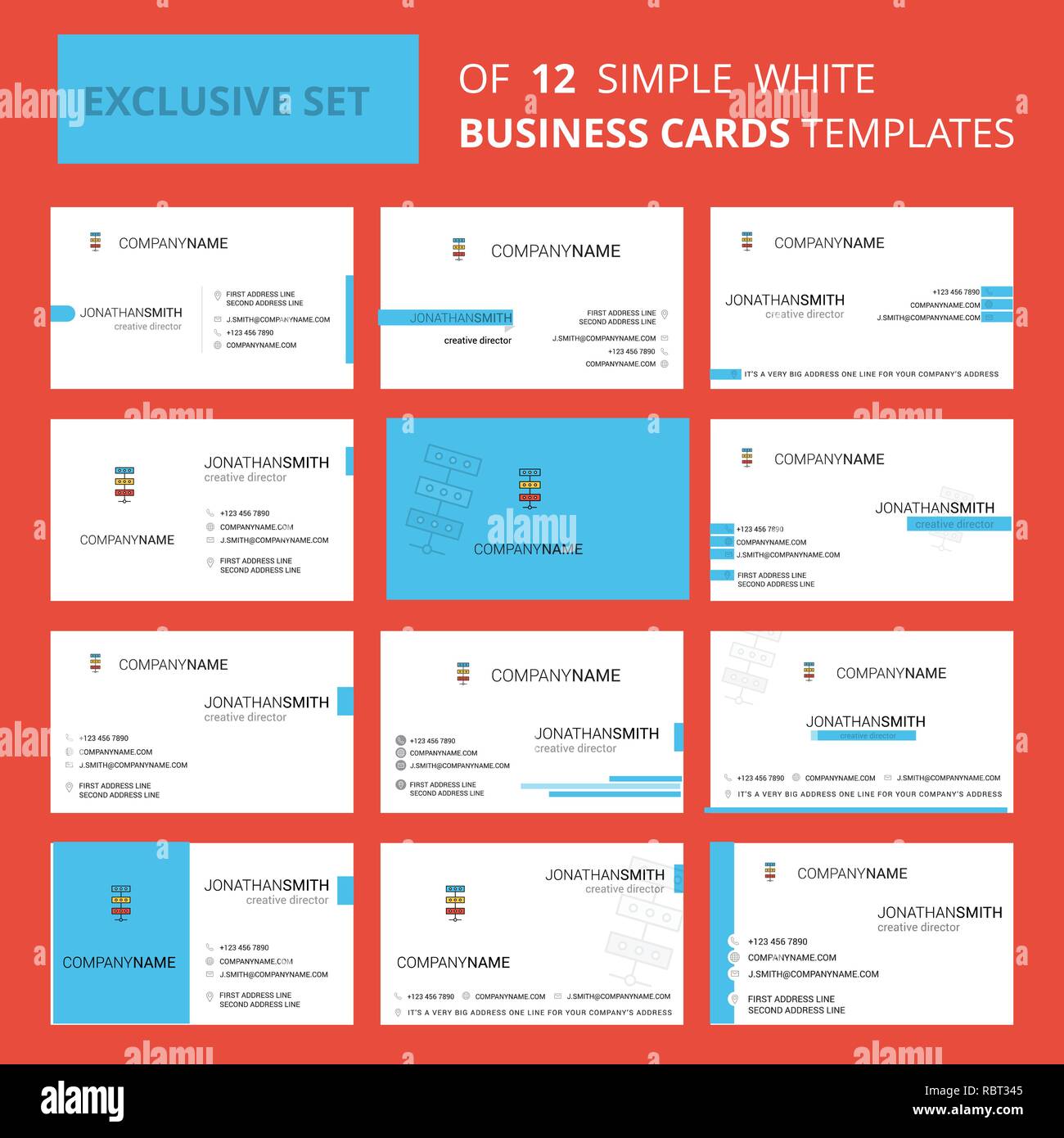Set of 12 Network Creative Busienss Card Template. Editable Creative ... Set of 12 Network Creative Busienss Card Template. Editable Creative ...