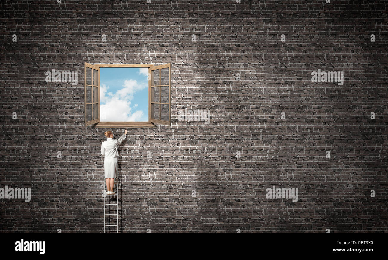 Window to success. Mixed media Stock Photo - Alamy