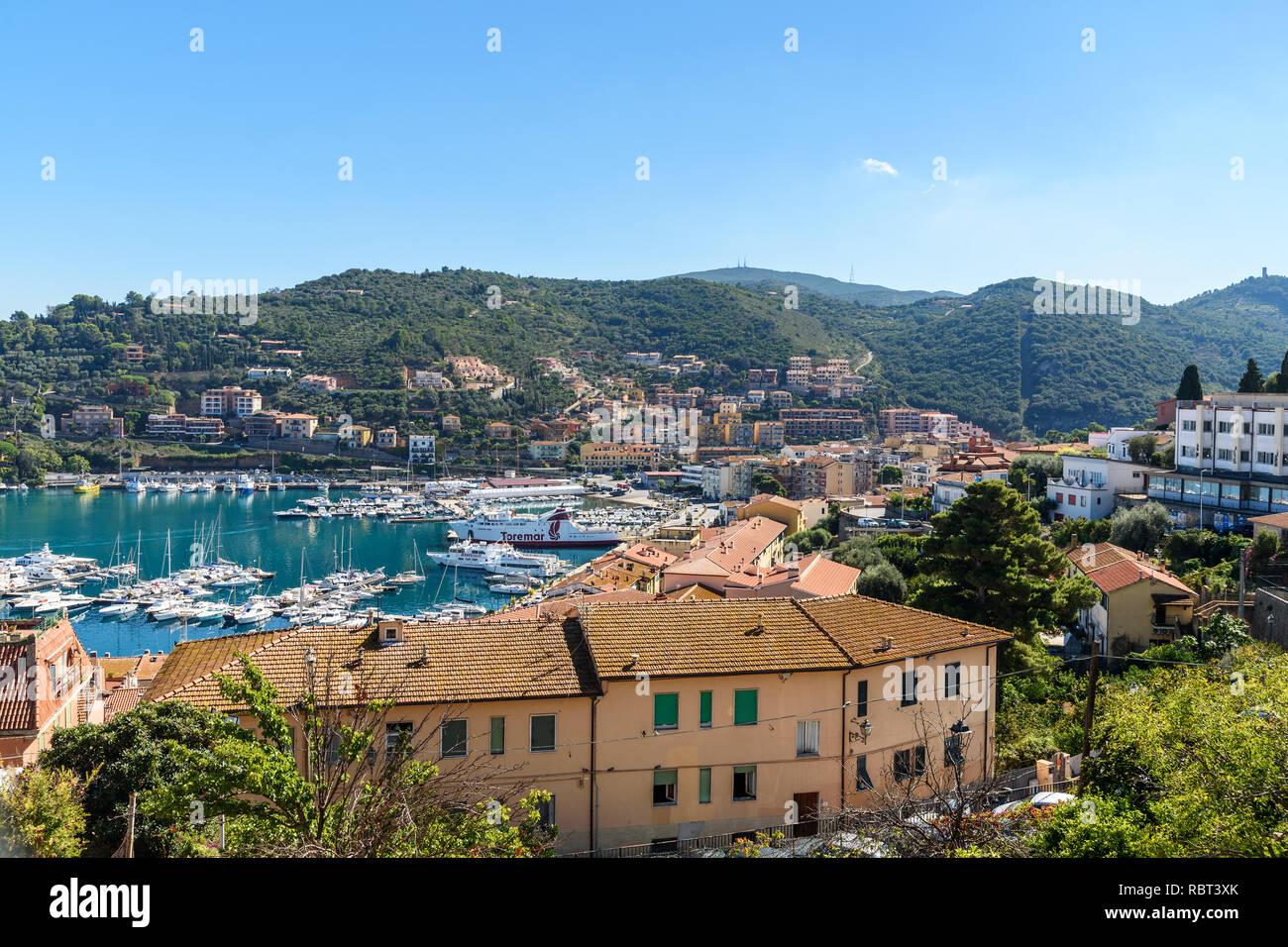 Porto Santo Stefano, Italy - October 09, 2018: View of harbor seafront ...