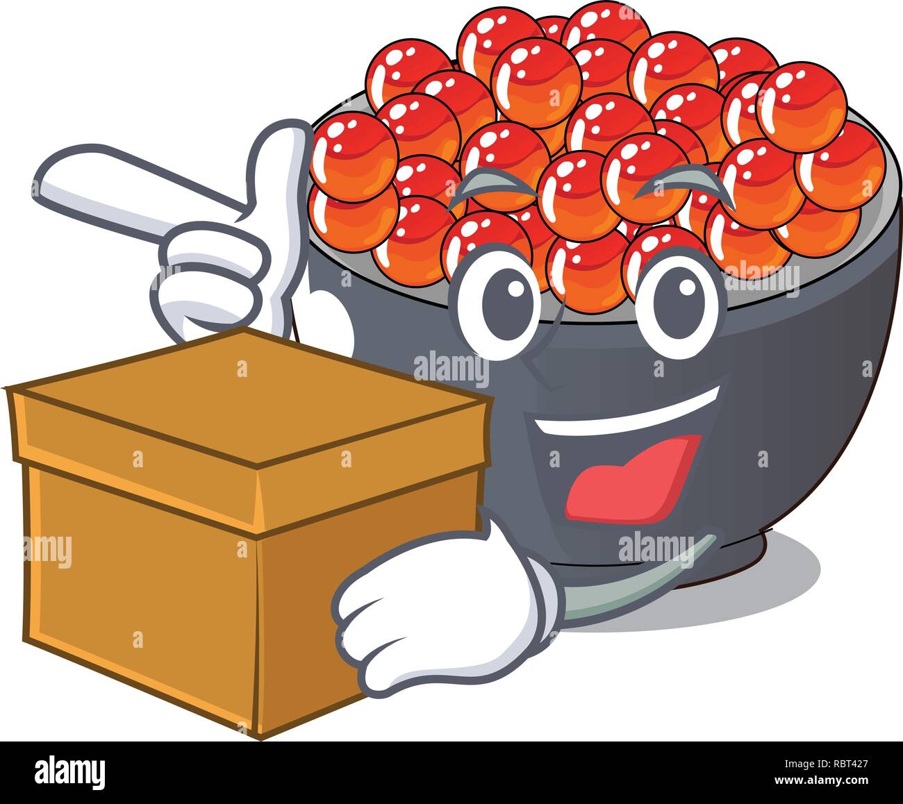 With box roe salmon on cartoon wooden plate Stock Vector Image & Art ...