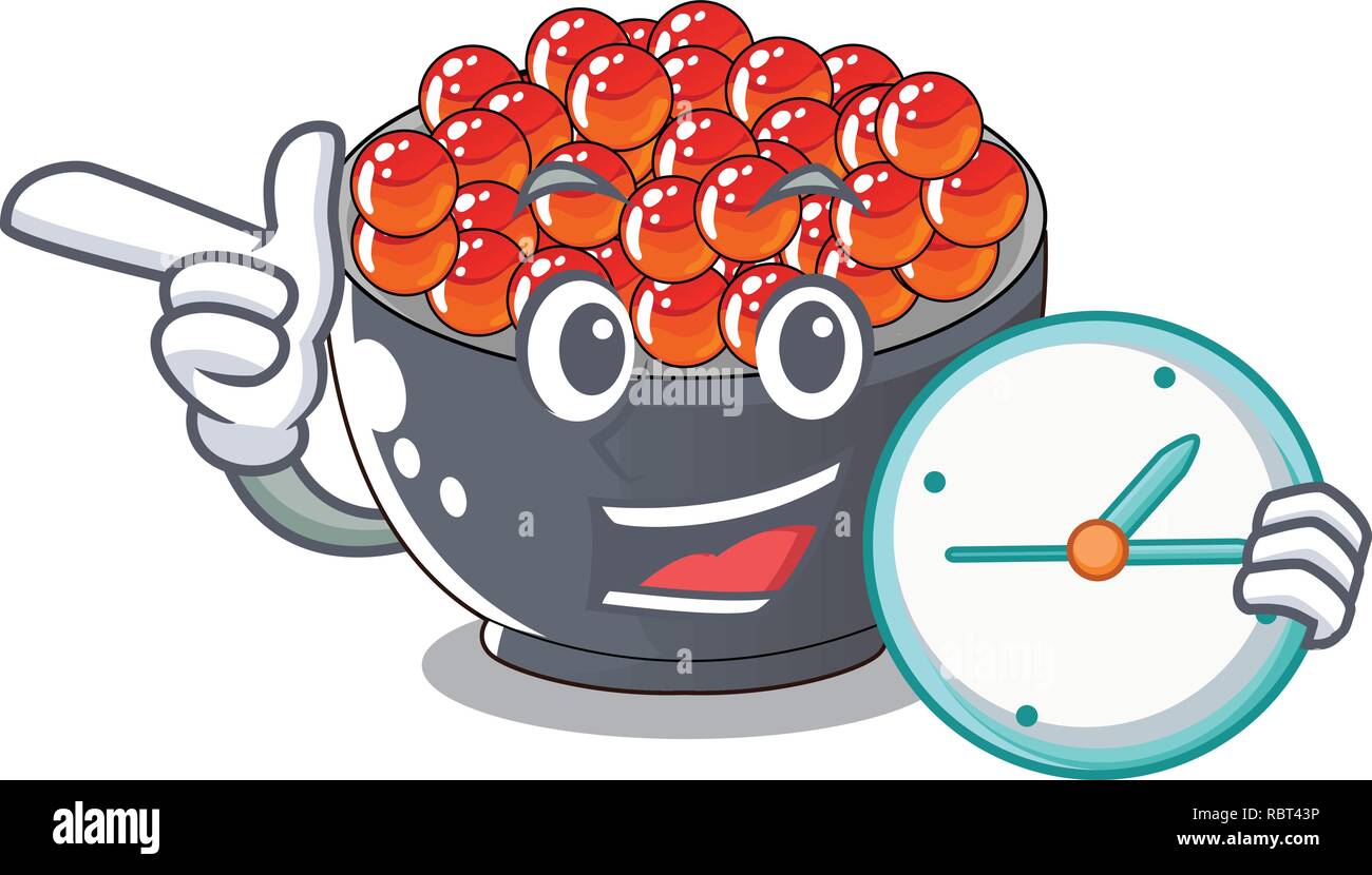 With clock roe salmon on cartoon wooden plate Stock Vector Image & Art ...