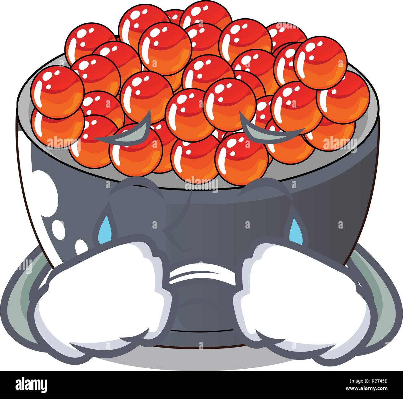 Crying salmon roe character ready to eat Stock Vector Image & Art - Alamy