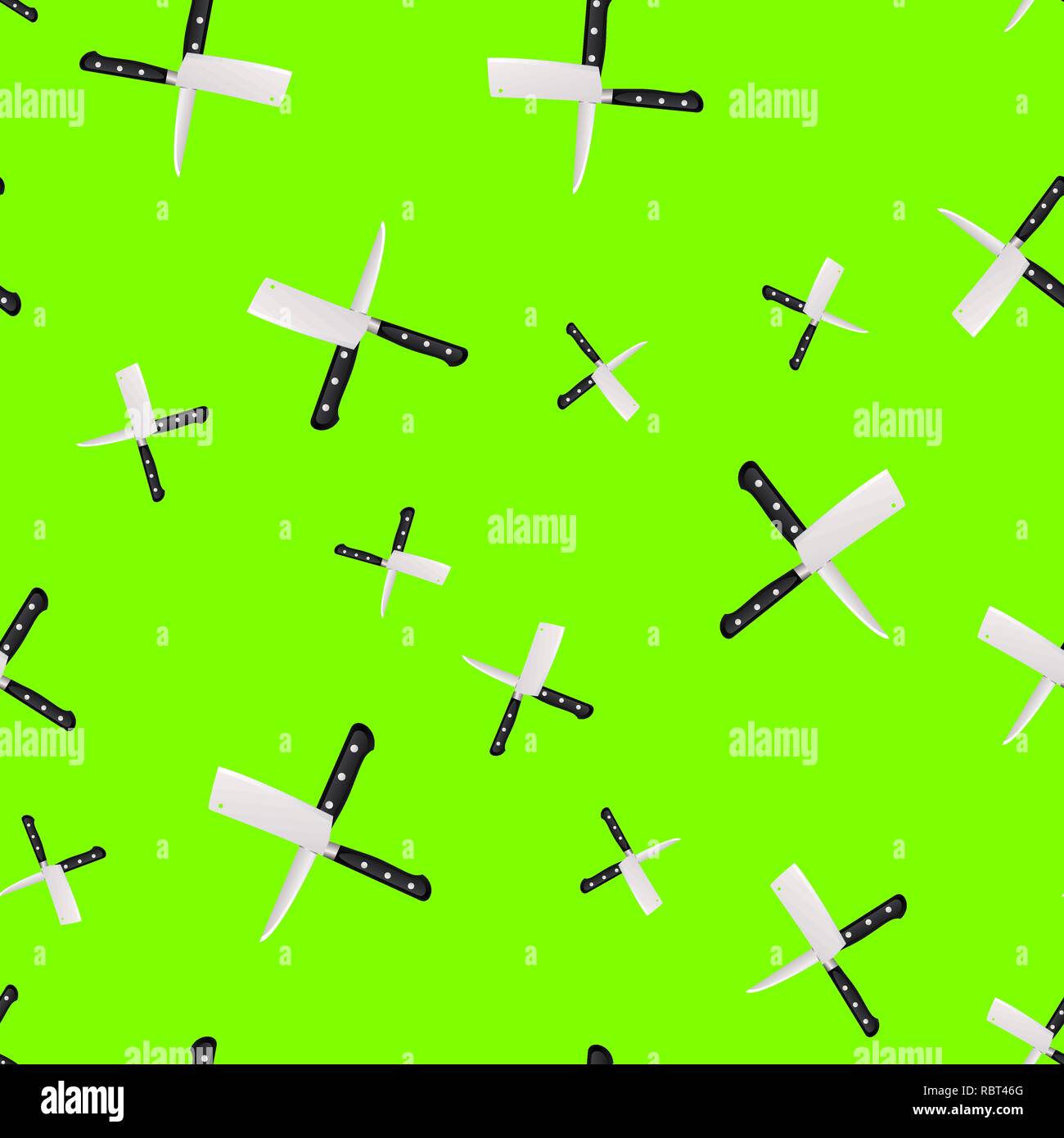 Seamless pattern of kitchen knives on a colored background. Vector ...