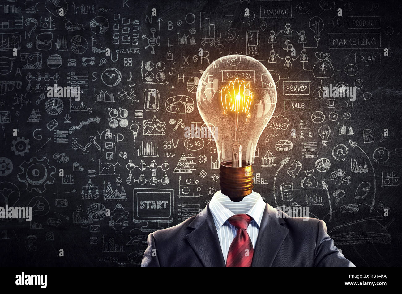 Head full of ideas. Mixed media Stock Photo - Alamy
