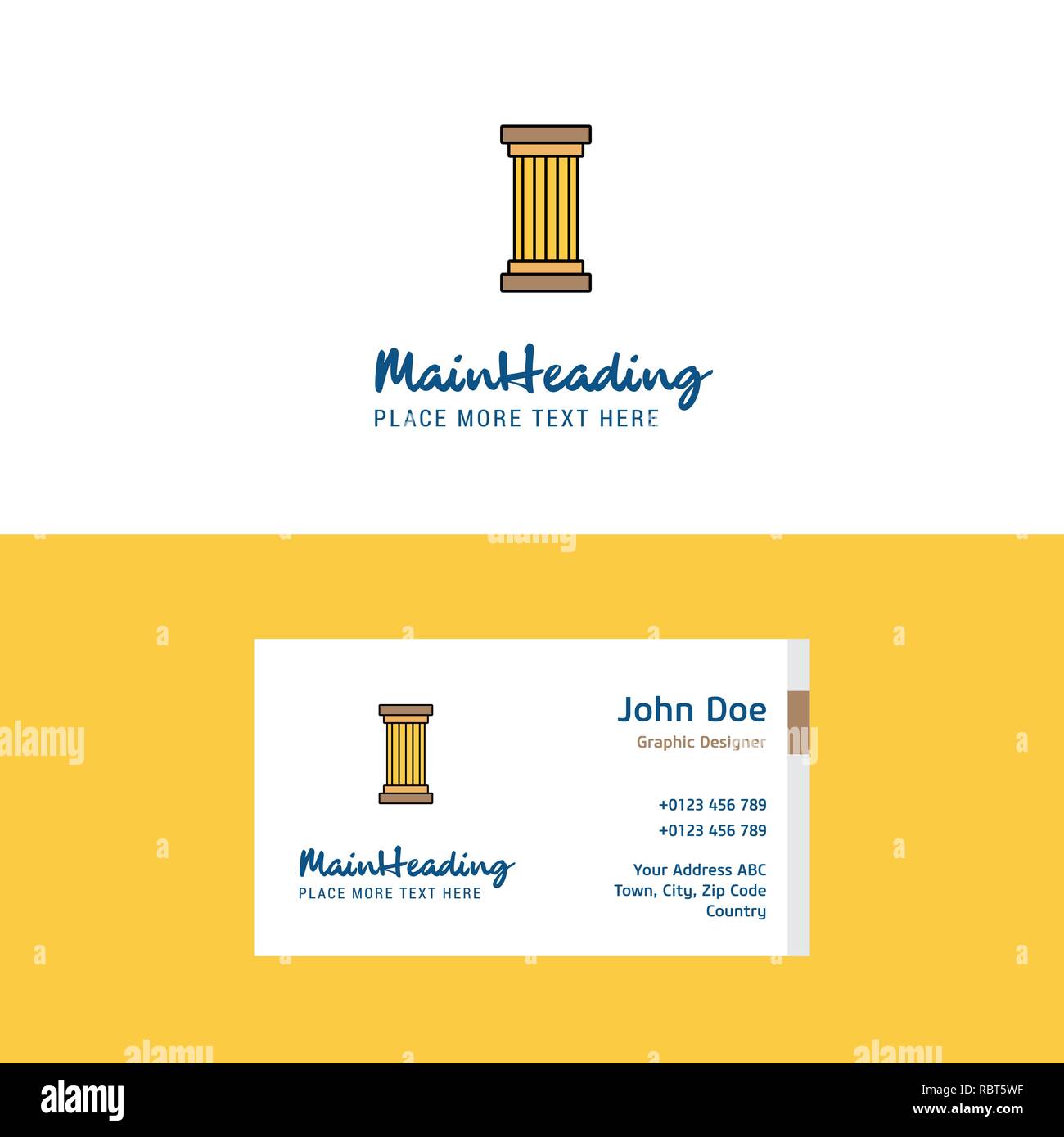 Flat Piller Logo and Visiting Card Template. Busienss Concept Logo ...