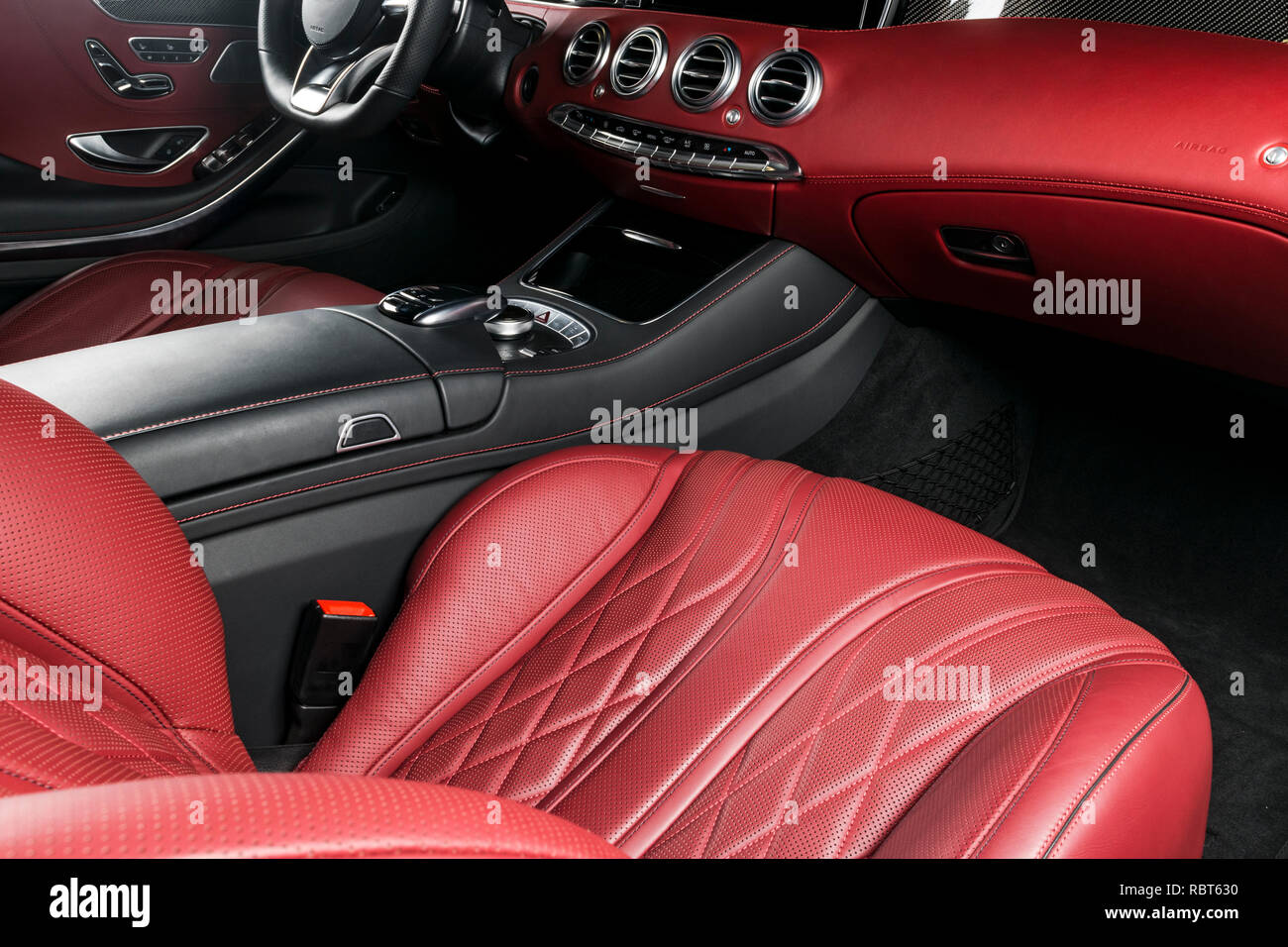 Modern Luxury car inside. Interior of prestige modern car. Comfortable ...