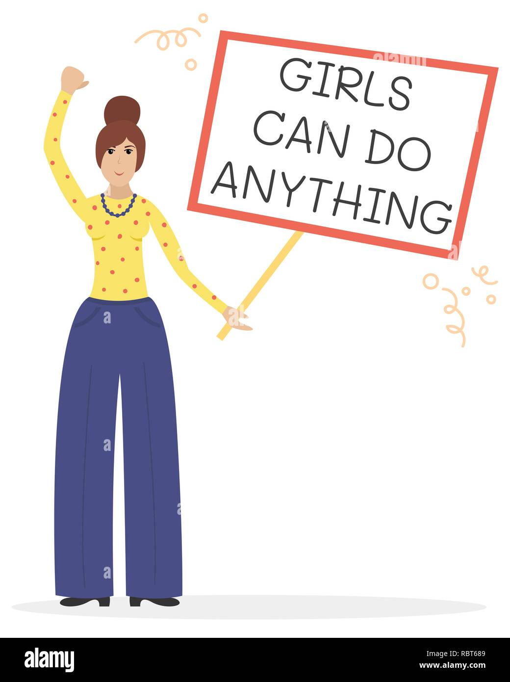 Vector Feminist Illustration Girl Power Poster Girls Can Do Anything