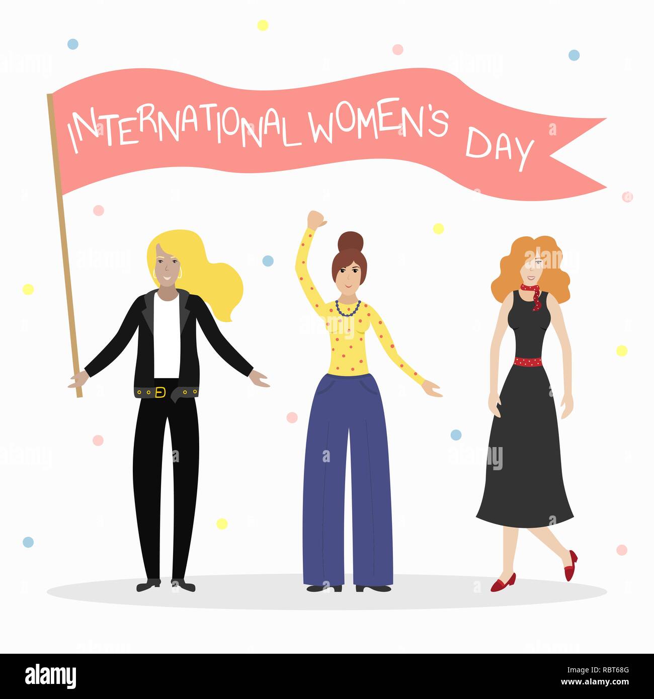 Vector feminist illustration. Girl power poster. International womens ...