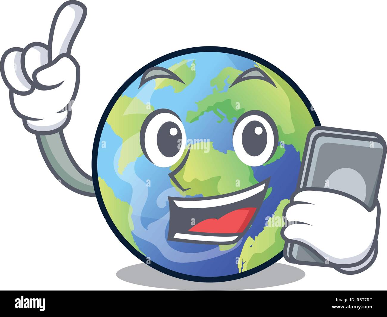 With phone earth in the shape on character Stock Vector Image & Art - Alamy