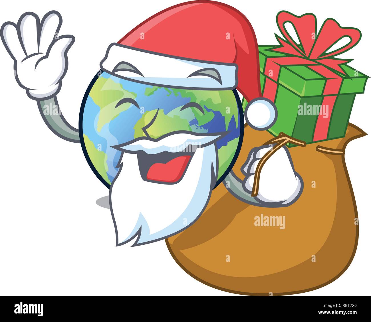 Santa with gift earth isolated with in the cartoons Stock Vector Image ...