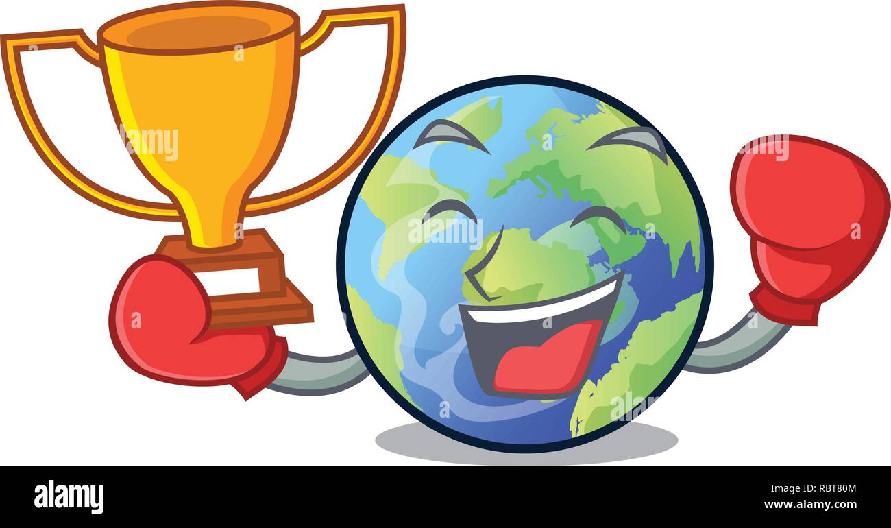 Boxing winner earth isolated with in the cartoons Stock Vector Image ...