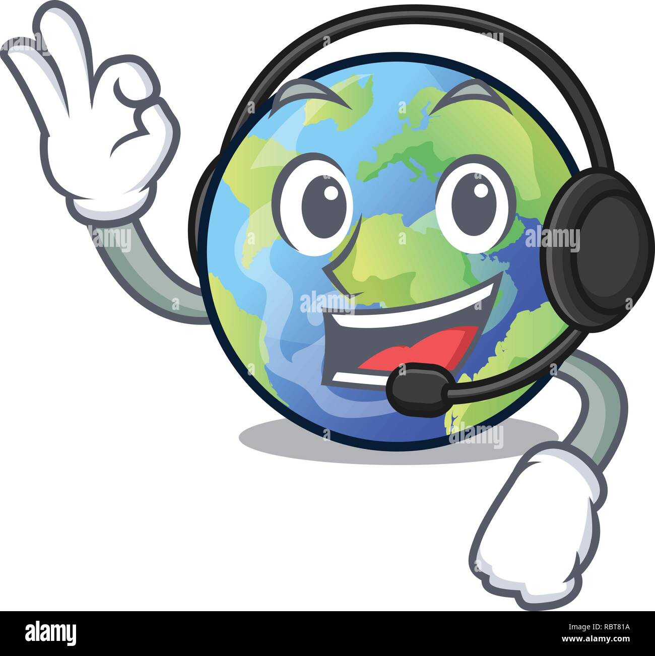 With headphone earth isolated with in the cartoons Stock Vector Image ...