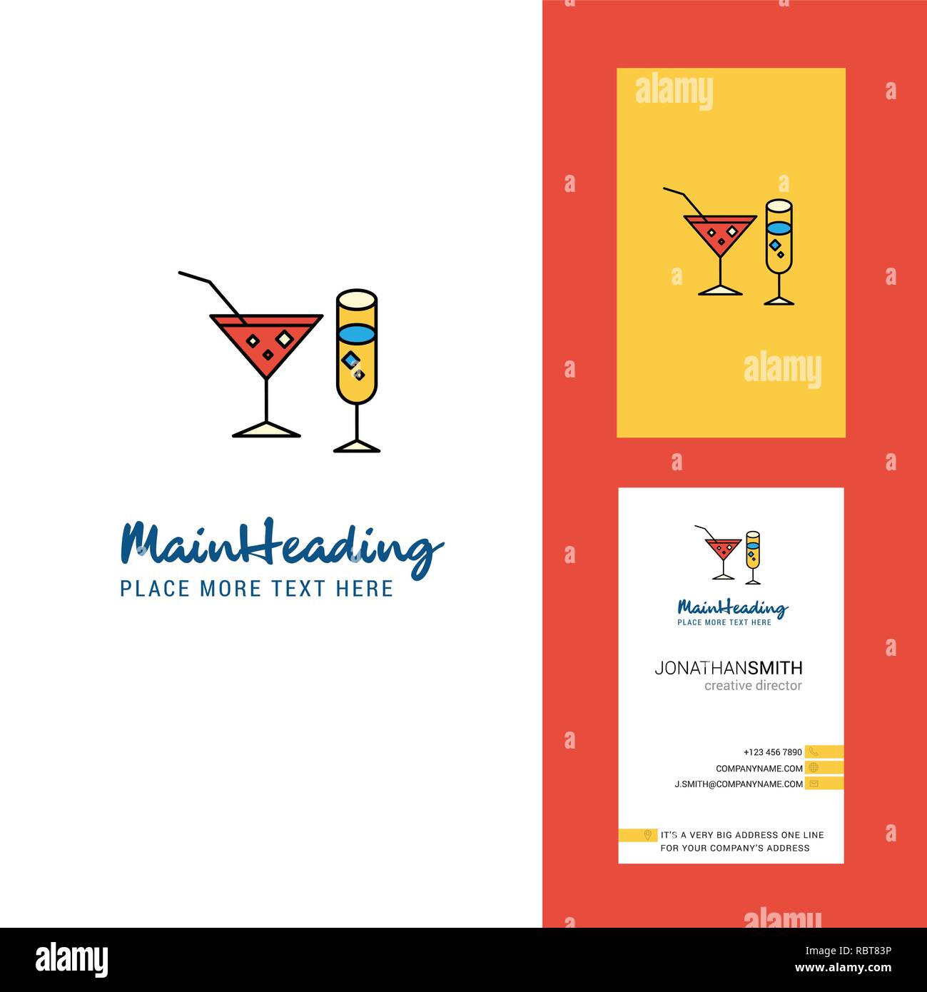 Drinks Creative Logo and business card. vertical Design Vector Stock ...