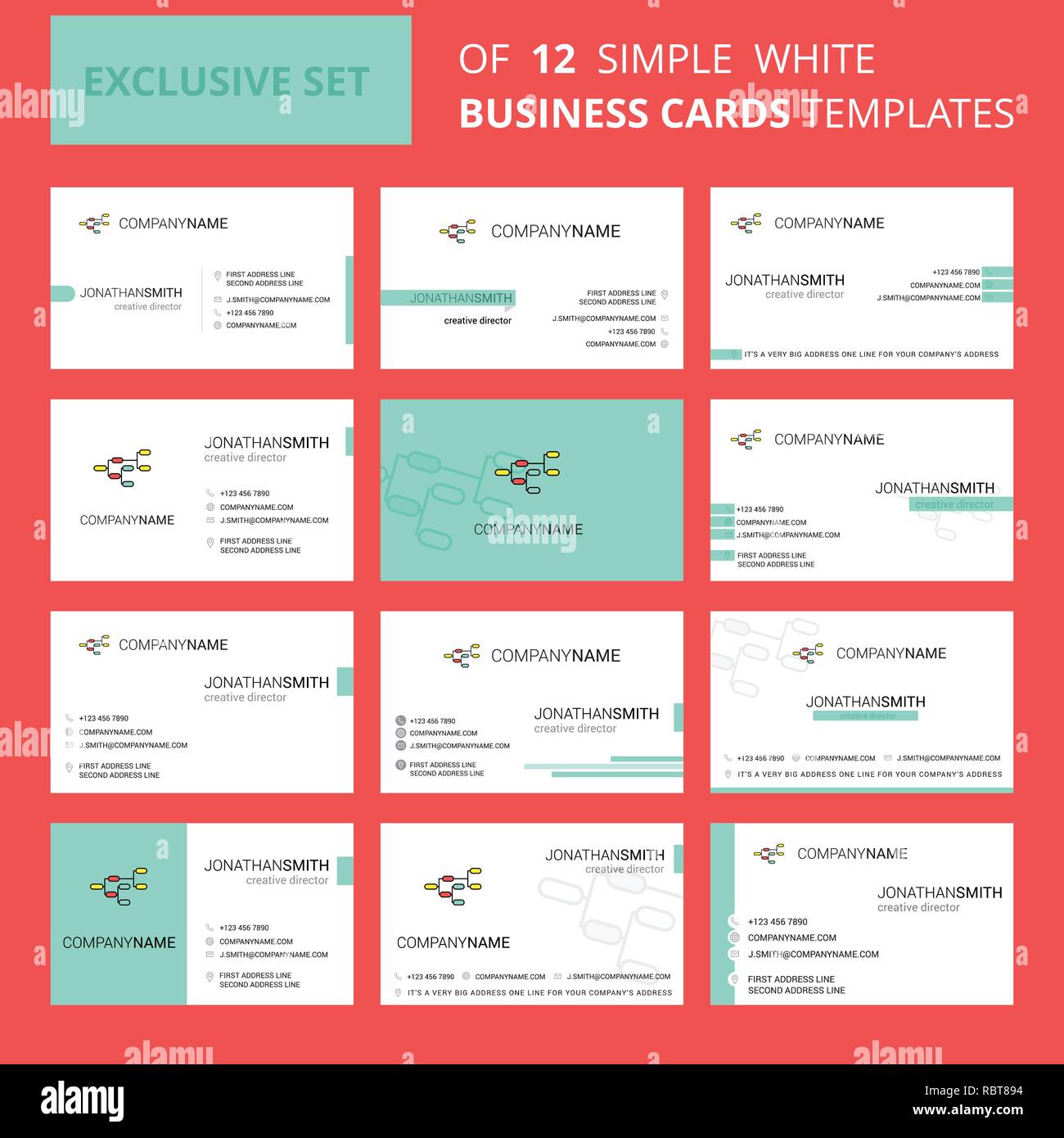 Set of 12 Network Creative Busienss Card Template. Editable Creative ... Set of 12 Network Creative Busienss Card Template. Editable Creative ...
