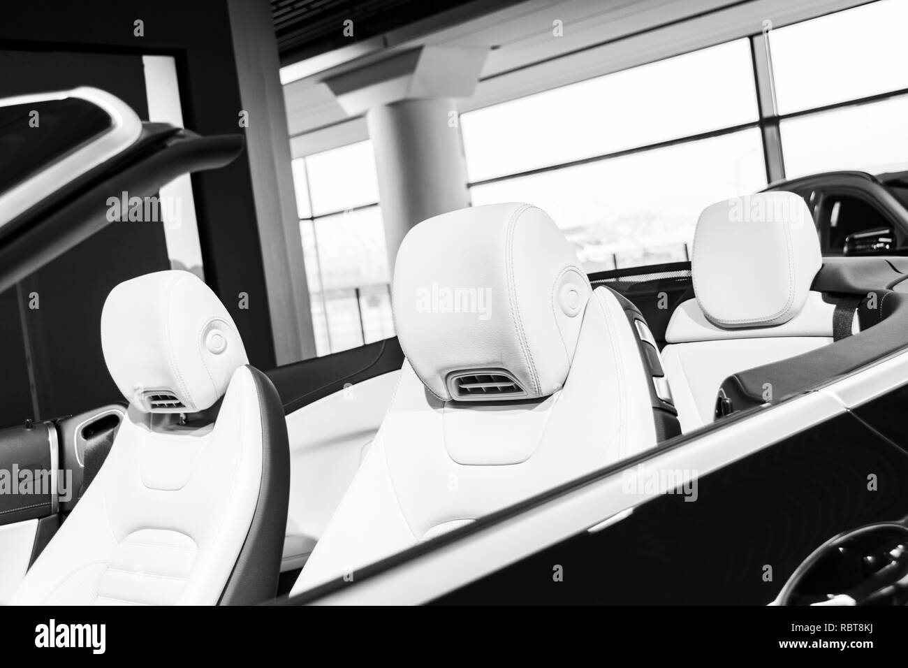 Modern Luxury car inside. Interior of prestige modern cabriolet car ...