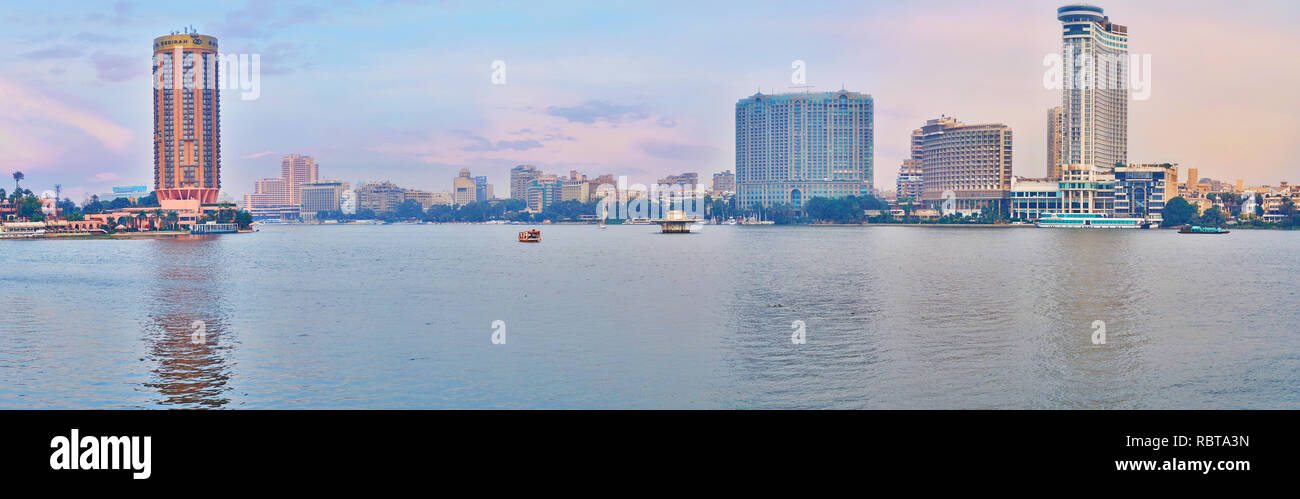 CAIRO, EGYPT - DECEMBER 19, 2017: The winter fog over Rhoda and Gezira ...