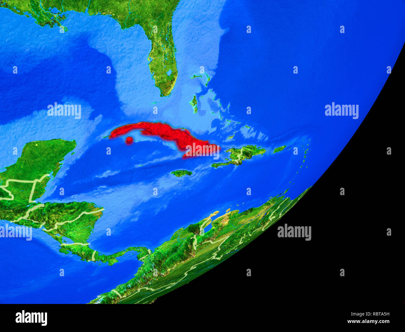 Highly detailed map cuba hi-res stock photography and images - Alamy