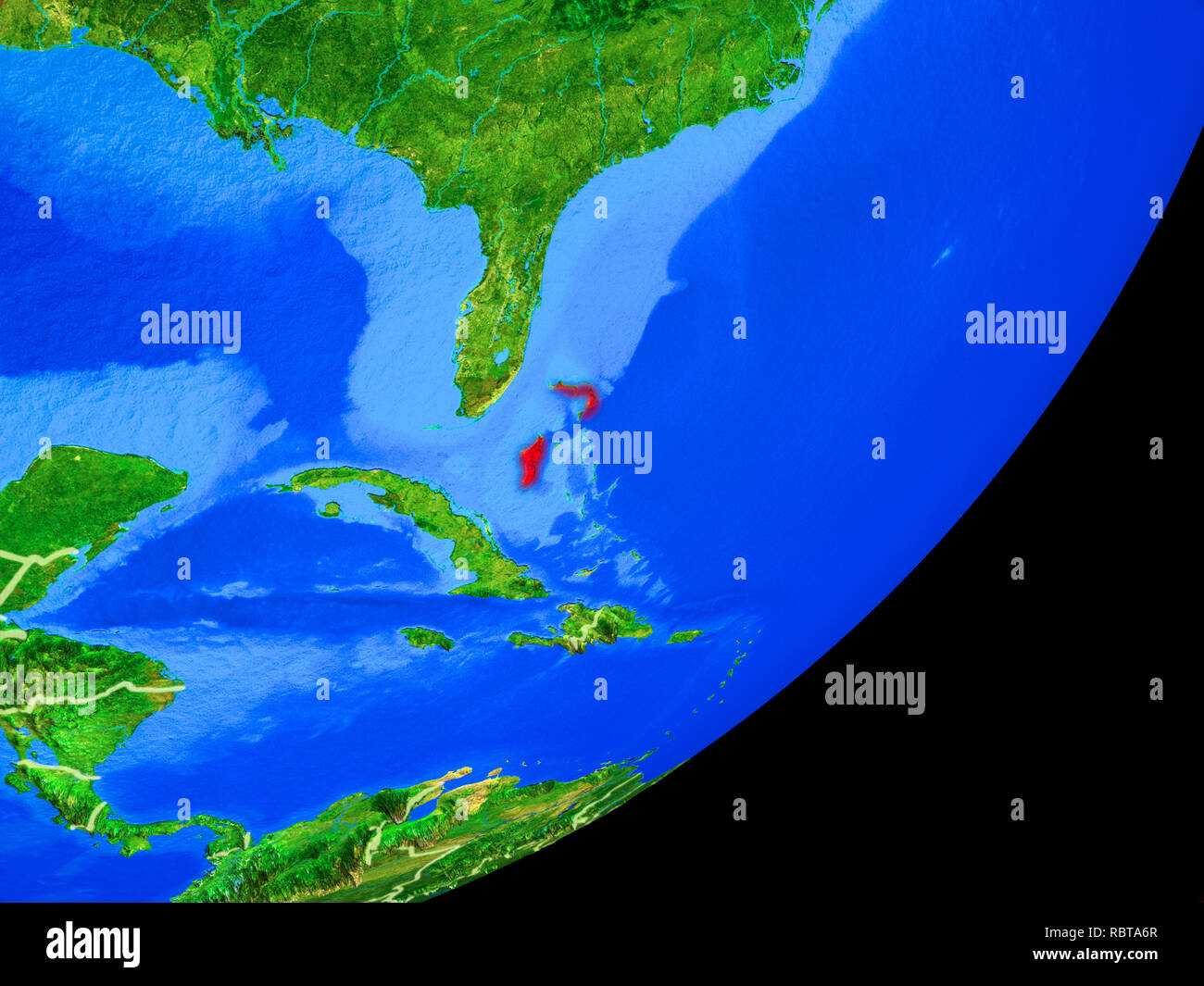 Bahamas on planet Earth with country borders and highly detailed planet ...