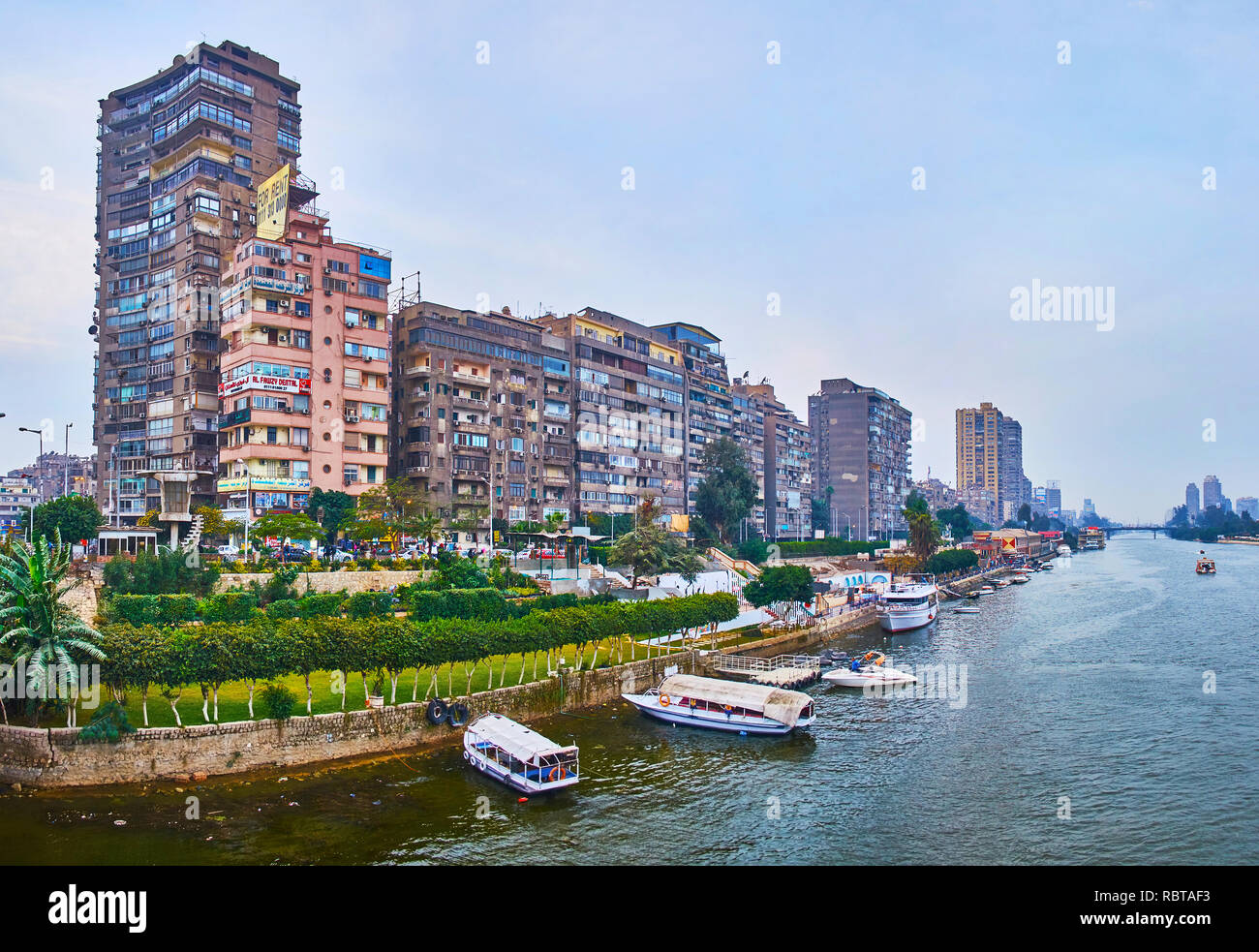 GIZA, EGYPT - DECEMBER 19, 2017: The residential high-rises of Al Doqi ...