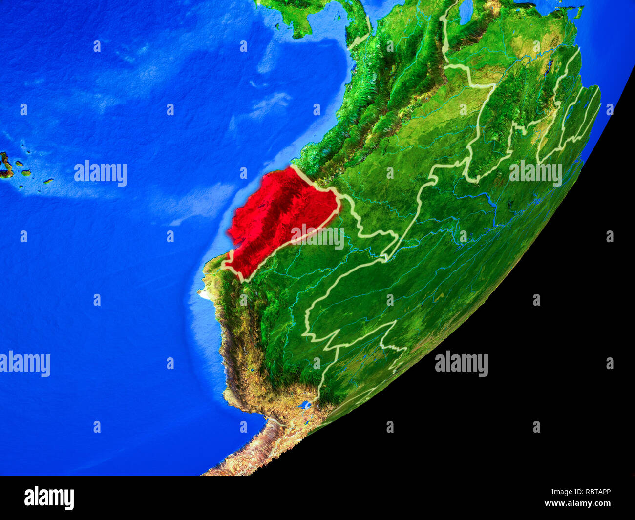 Ecuador on planet Earth with country borders and highly detailed planet ...