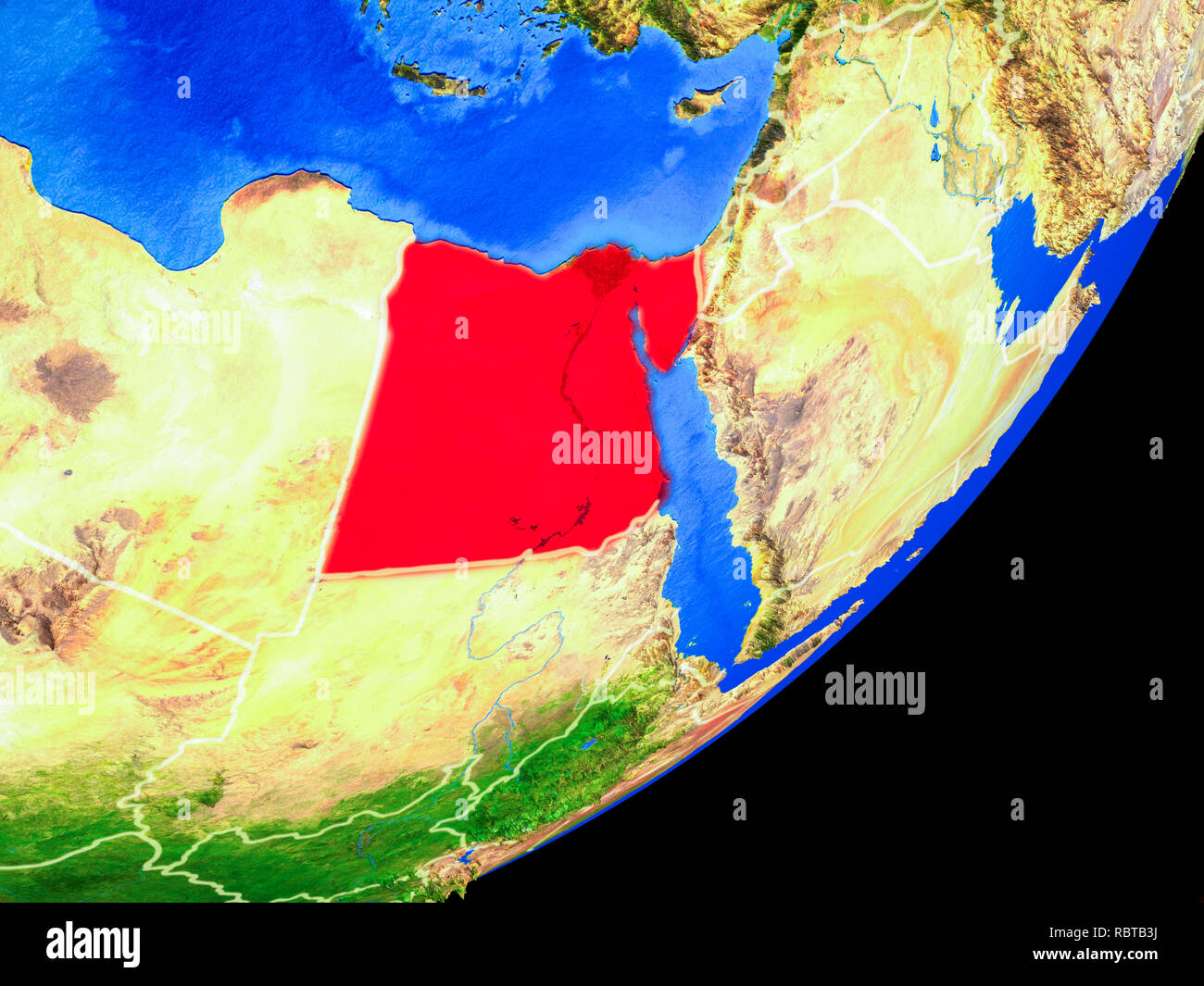 Egypt on planet Earth with country borders and highly detailed planet ...