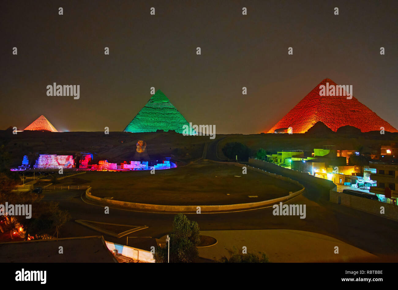 The light show in Giza Necropolis - bright lights on ancient Pyramids ...