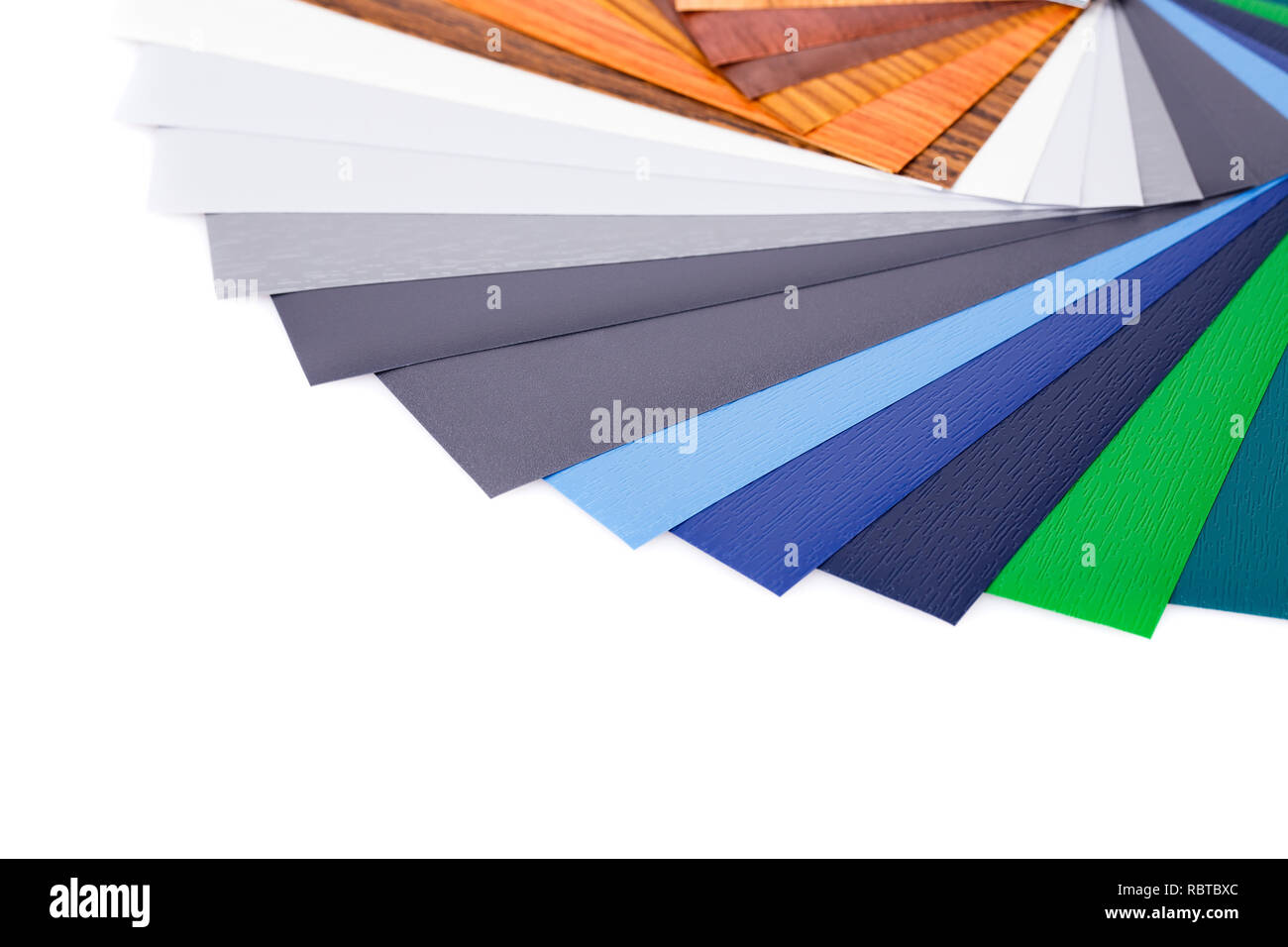 Wood coating color samples on white background Stock Photo - Alamy