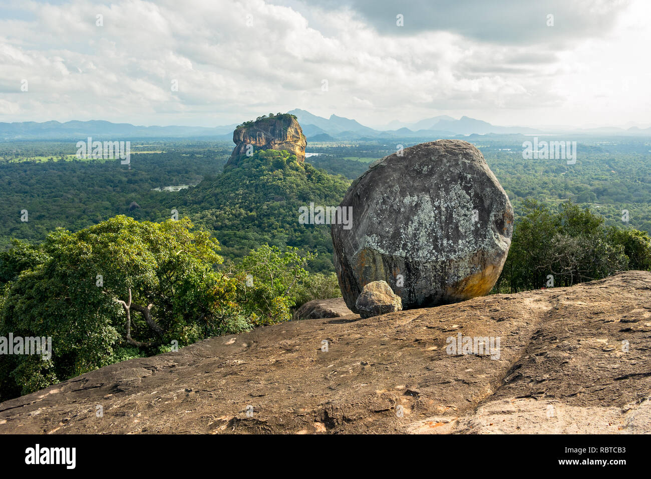 Stunning late afternoon view of Sigiriya rock and surrounding landscape ...